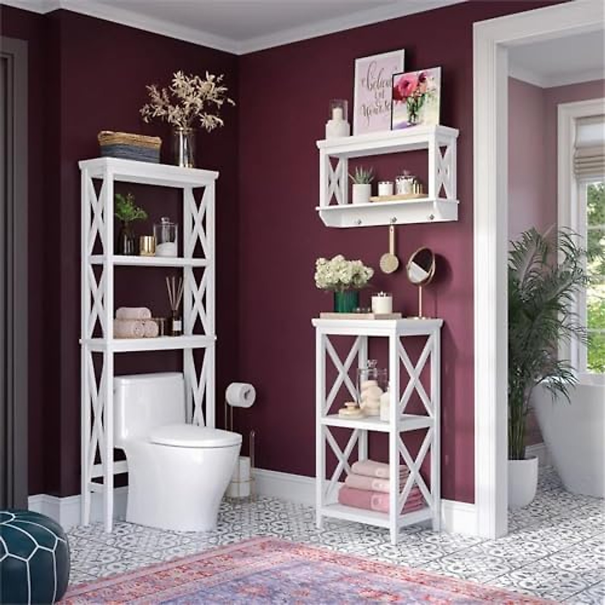 RiverRidge La Crosse Bathroom 3 Towel Hook Wall Shelf