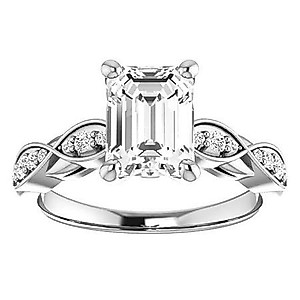 JEWELERYN 4 CT Emerald Colorless Moissanite Engagement Ring Set for Women/Her, Wedding Bridal Ring Set, Eternity Sterling Silver Solid Diamond Solitaire Prong Anniversary Promise Gift for Her (4.5)