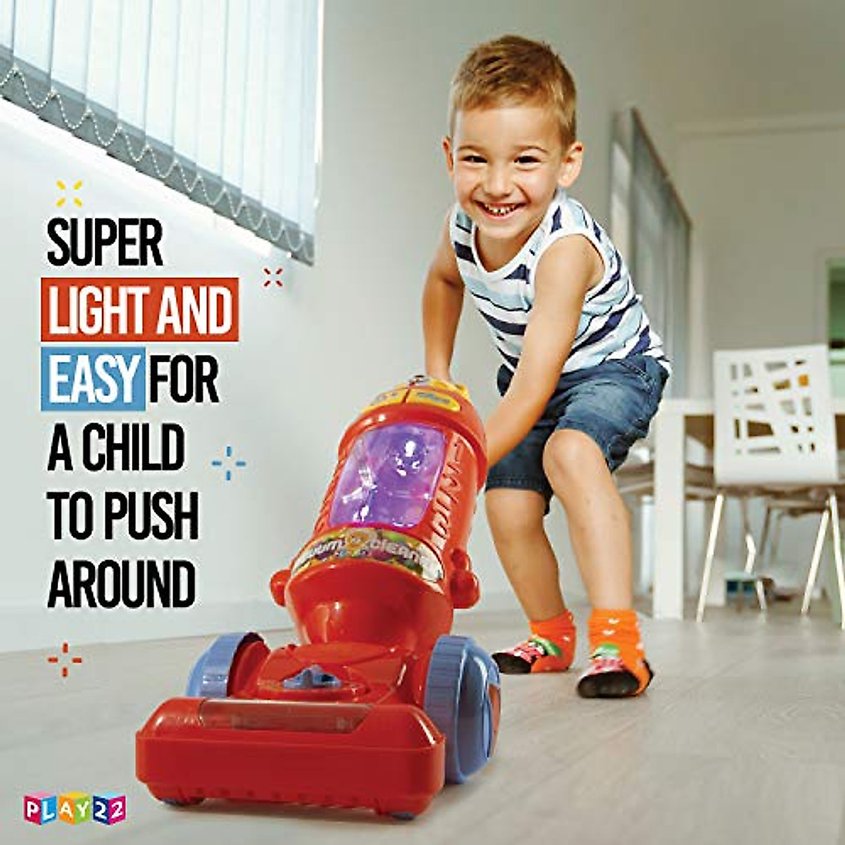 Play22 Kids Vacuum Cleaner Toy for Toddler with Lights & Sounds Effects & Ball-Popping Action - Pretend Play Toy Vacuum Cleaner for Toddler Best Gift for Boys and Girls, No Suction! Original
