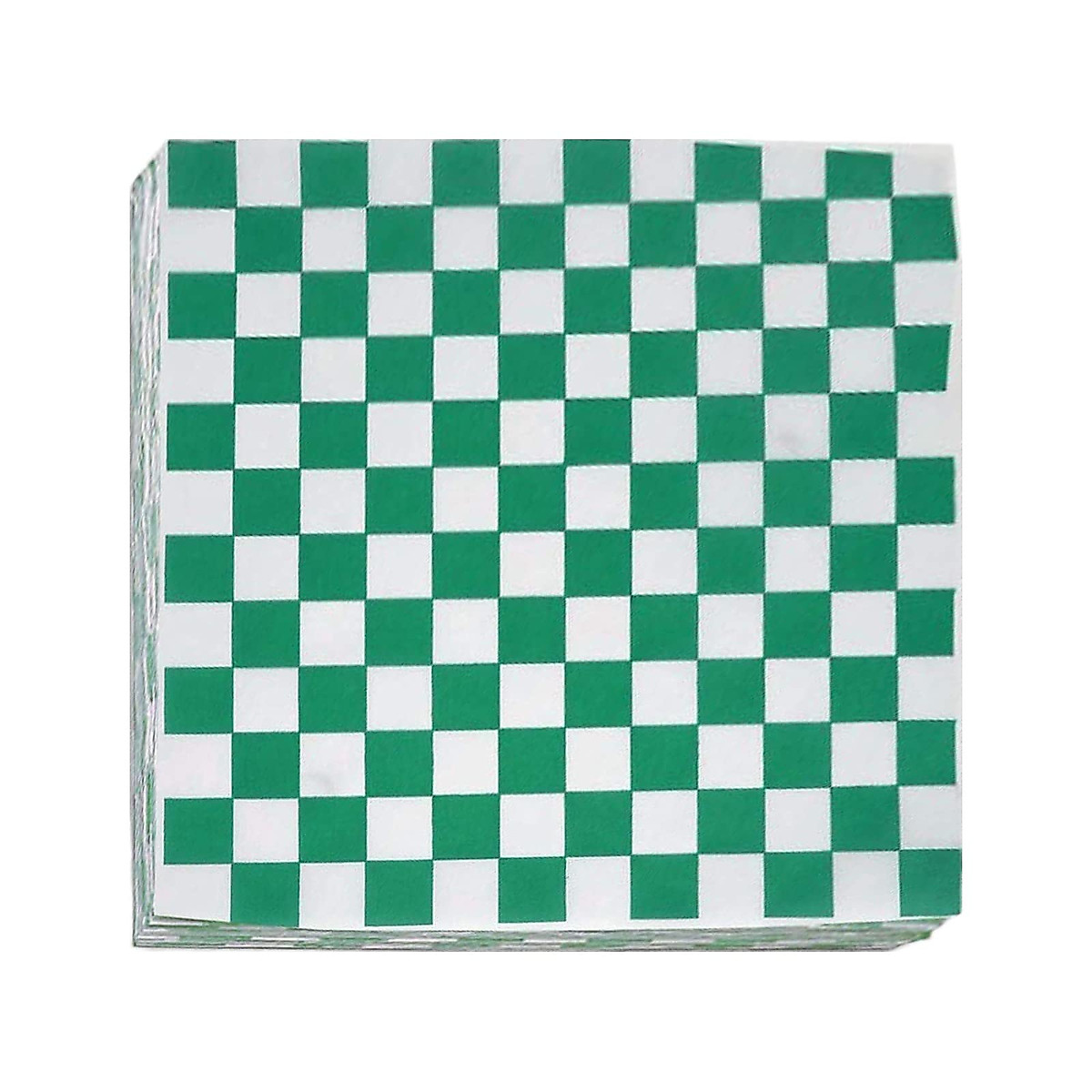 Suiwen 200 Sheets Green and White Checkered Food Wrapping Paper, Dry Waxed Deli Paper, Paper Liners for Plastic Food Basket, Bread and Sandwich Wrap Paper (12''x12'')