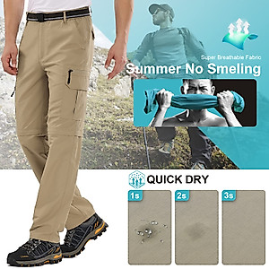 Mens Hiking Pants Convertible Zip Off Lightweight Quick Dry Fishing Safari Camping Travel boy Scout Pants,6101,Khaki,42