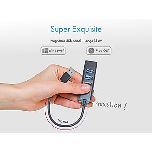 ICY BOX 4 Port USB Hub 3.0 with USB 3.0 Connection Integrated Cable Aluminium Black