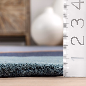 Rugs USA x Prabal Gurung Greenwich Abstract Wool Area Rug, Shaped 9x12, Blue Multicolor