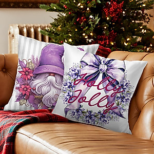 Harlang Christmas Pillow Covers 18x18 Set of 4 Farmhouse Christmas Decorations Snowman Wreath Santa Claus Tree Merry Christmas Hello Winter Holiday Decor Throw Cushion Case for Home Couch Pink