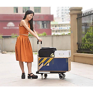 JF-XUAN Cart Hand Truck Thick Folding Flatbed Truck Purchase Trolley Silent Small Trailer Warehouse Distribution Load 150Kg Push Truck