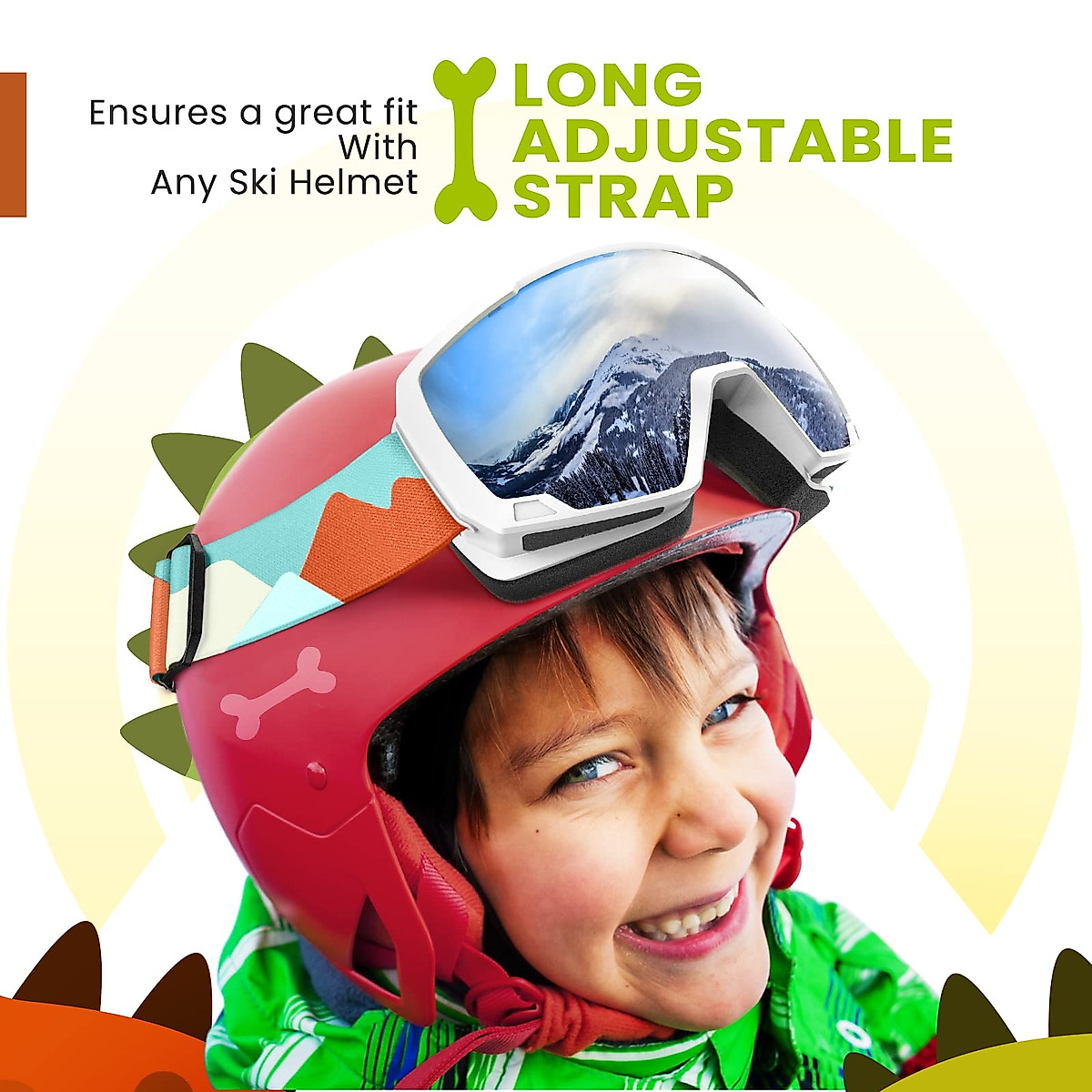 OutdoorMaster Kids Ski Goggles, Snowboard Goggles - Youth Snow Goggles - Green Vally