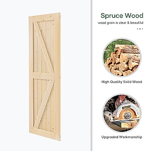 ROYMELO 30x84 inch Sliding Barn Wood Door Slab with 5ft Hardware Kit, Requires Simple DIY Assembly