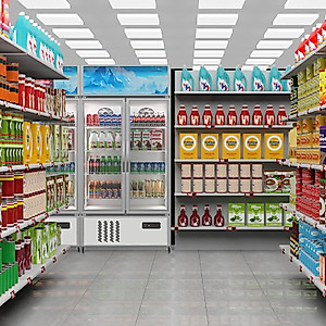 18 Cu. Ft. Commercial Refrigerators Glass Door, Commercial Beverage Fridge, Commercial Merchandiser Refrigerator for Beer, Bar, Drink, Display Upright Beverage Refrigerator Cooler, Silver ﻿