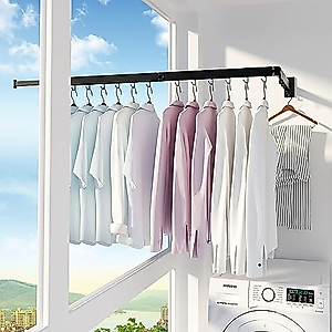 BOQORAD Clothes Drying Rack,Drying Rack Clothing,Luandry Drying Rack,Clothes Hanger Rack,Wall Mounted Luandry Rack,Folding Retractable,Frosted Stone Black Classic,ms-01