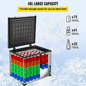 VEVOR Portable Refrigerator 64 Quart, 12 Volt Refrigerator with Compressor and App Control, Metal Shell Chest Refrigerator, -4℉ to 68℉, DC 12/24V, AC 110-240V(Home & Car Use)