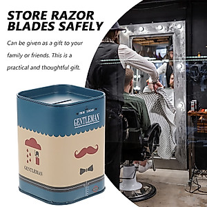 Beaupretty Razor Disposal Case Stainless Steel Safety Razor Disposer Razor Bank Storage Container for Safety Razor Storagement Blue