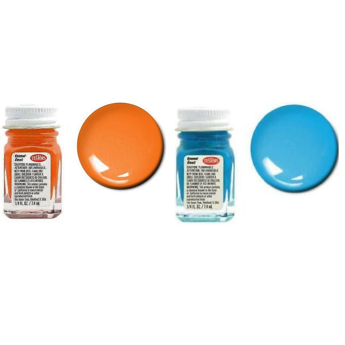 Make Your Day Testors Enamel Paint, Magenta, Gloss Teal, Gloss Grape, Gloss Turquoise, Gloss Sublime, Gloss Tangerine, and Clear Thinner, 1 3/4 Ounce (Pack of 7) Paintbrushes