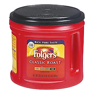 Folgers 20421Ct Coffee, Classic Roast, Ground, 30.5 Oz Canister, 6/Carton