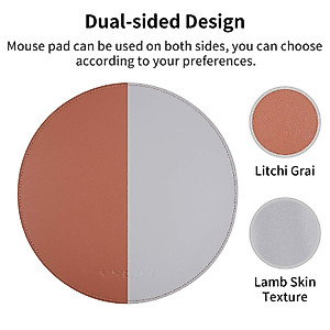YXLILI Mouse Pad, Double-Sided Mouse Pads Small Round PU Leather Mouse Mat with Stitched Edge Waterproof Mouse Pads for Wireless Computer Mouse for Office Home Gaming Working