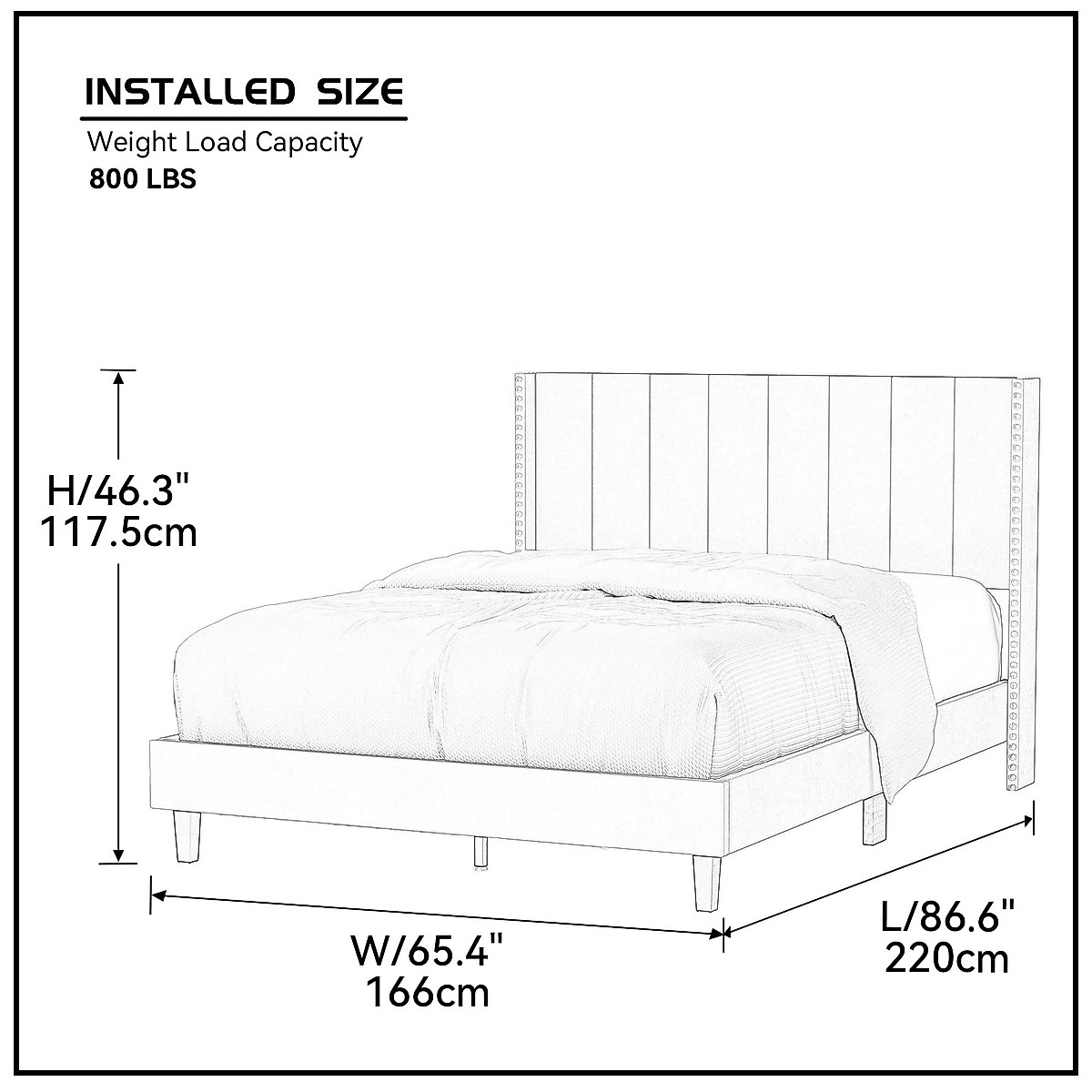 FANYHOM Queen Size Tufted Upholstered Bed Frame Low Profile Velvet Bed Frame Platform with Raised Wingback Headboard/No Box Spring Required/Wood Slat Support/Black