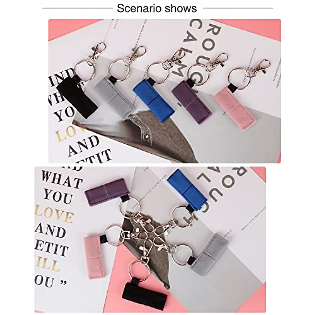 Lip Balm Holder Chapstick Holder Sleeves Holder Pouch Elastic Lip balm Holder Lipstick Lip Gloss Holder With Hook Stocking Stuffers Gift for Women (5pcs)