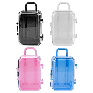 Framendino, 4 Pack Mini Plastic Travel Hard Suitcase Box Reception Candy Case for Wedding Decoration Large
