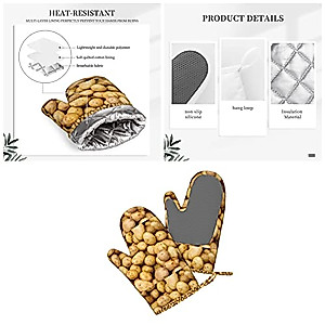 Garden Potatoes Silicone Padded Oven Gloves Silicone Non-Slip Cooking Gloves Grill Gloves Pot Holders for Cooking Baking Grilling