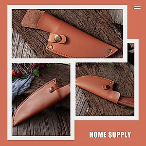 Luxshiny Leather Cover For 5 Inch Boning Knives, 2Pcs Edge Guards Blade Protector Cleaver Chef Knives Cover with Belt Loop