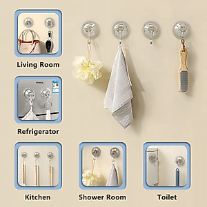 CozyBlue Suction Cup Hooks Heavy Duty - 2 Pack Waterproof Reusable Shower Hooks - Removable for Window, Glass Door, Hangers, Kitchen Tiles, Bathroom Shower Wall…