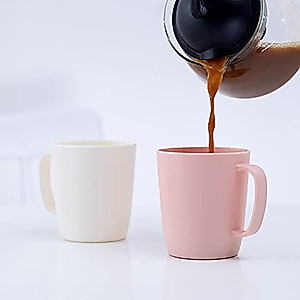 Kurala Coffee Mugs Set of 5, Plastic Coffee Cups Set, 10 Ounce Unbreakable Coffee Mug Plastic with Handle, 3 Basic Colors, Reusable Plastic Mug Dishwasher Safe
