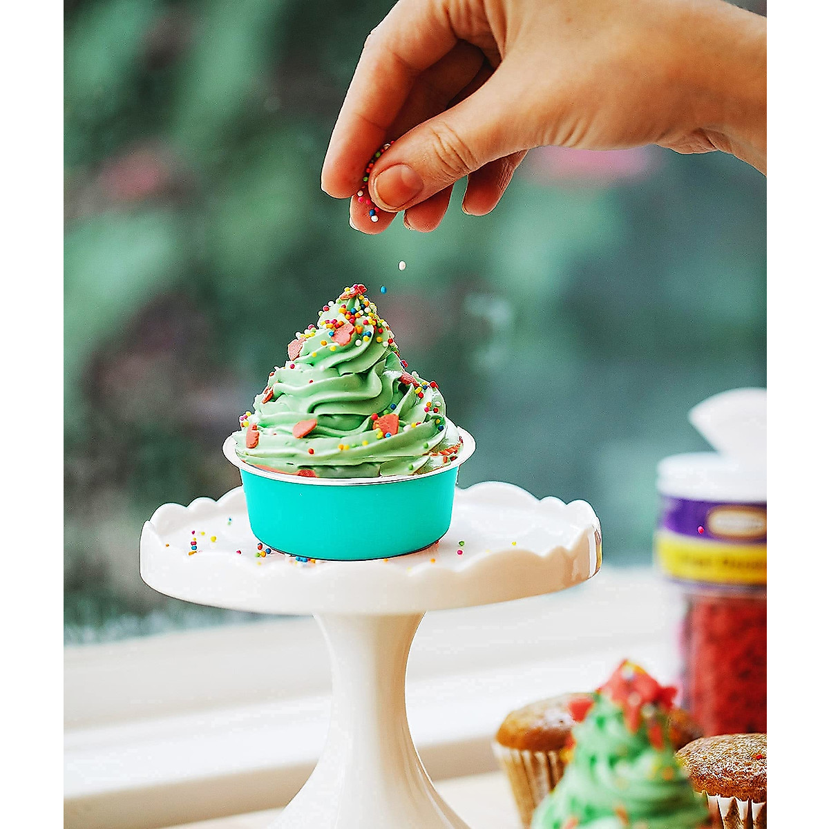 All In One Foil Liners, Yuiviot Aluminum Baking Cups with Lids 60Pack, 4-Inch 5oz Foil Cupcake and Muffin Liner, 60 Cups and 60 Lids(4 Types In 1 Package) for Ramekin, Pie, Cupcake Holder Tin Pan