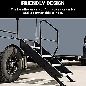 RV Handrail Compatible with Any Generation 3 Triple Or Quad Solid Step for 5th Wheel Rvs Travel Trailers Steel 3 or 4 Step Handrail