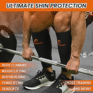 Trend Changer Weightlifting Shin Guards/Calf Support Brace 7mm Thick Neoprene for EasyWear-Deadlift Shin Guards, Box Jump, Crossfit Adjustable Shin Splint Compression Calf Wrap for Men Women (Pair)