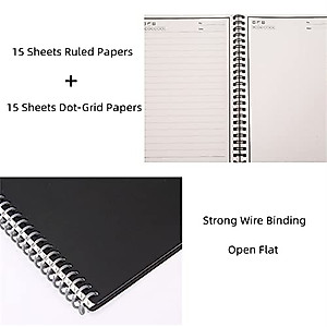 Smart Reusable Notebook A5 Wire Binding Notepad with 1 Erasable Pen Bookmark 30 Sheets Thick Waterproof Paper Journal Drawing Book Memo Writing Sketch Pad Diary Notebook for Study Working Travelling