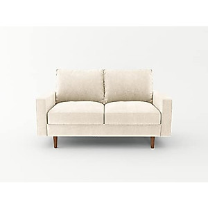 SILKIR 2-Person Loveseat Sofa Couch for Living Room | Perfect for: Apartment/Studio/Office & Small Space | Velvet Fabric | Fast and Easy Assembly | Warranty (Beige) Modern Contemporary Mid-Century
