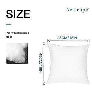 Artscope Outdoor Waterproof Throw Pillows Inserts, 18 x 18in Set of 4, Premium Fluffy Decorative Square Form Cushion Stuffer Inner Soft for Garden, Bench, Tent, Couch, Patio Furniture Pillows Inserts