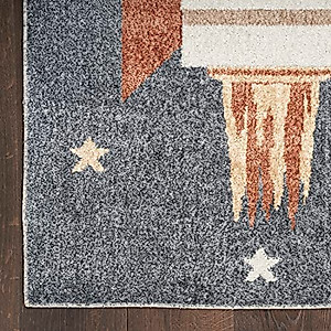 Nourison Astra Machine Washable Graphic Sky Blue 4' x 6' Kids Area -Rug, Easy -Cleaning, Non Shedding, Bed Room, Living Room, Dining Room, Kids Rug, Playroom, Nursery (4x6)