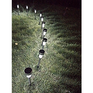 YUFUDE Solar Lights Outdoor, Stainless Steel Outdoor Solar Lights - Waterproof, LED Lawn Lamps Lighting Solar Powered Outdoor Lights Solar Garden Lights for Pathway Patio Yard (24pcs-White & Silver)