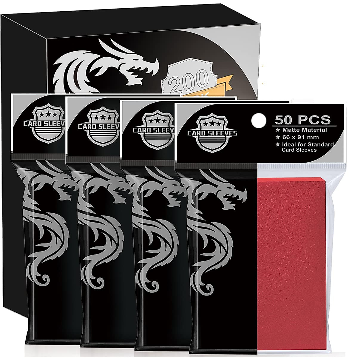 200Pcs Trading Card Sleeves Top Loader,Penny Card Sleeves Fit for Magic,MTG and Yugioh Cards, Baseball,Football, Baskteball Cards(Red)