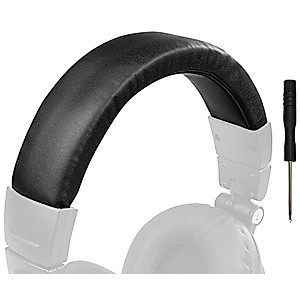 SOULWIT Protein Leather Headband Cover for Audio Technica ATH M50, M50X, M50XWH, M50XBT, M50XBT2, M50S/LE Headphones, Replacement Headstrap Pad Repair Part (Black)