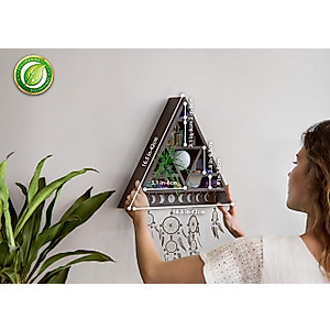 AMERICA EMPIRE Meditation Triangle Shelf for Crystals | Triangle Wall Shelf. Crystal Shelf Display for Stones. Witchy Decor for The Home, Crystal Holder. Crystal Display Shelf | Witchy Home Decor