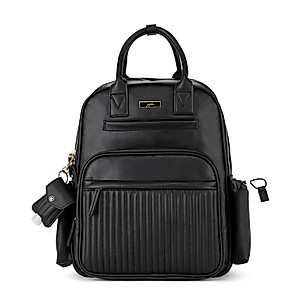 JuJuBe | Million Pockets Vegan Leather Diaper Bag Backpack - Large Travel Backpack for Women | Black Catwalk