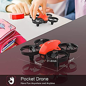 Potensic A20 Mini Drone for Kids and Beginners RC Nano Quadcopter 2.4G 6 Axis, Altitude Hold, Headless Mode Safe and Stable Flight, 3 Batteries, Great Gift Toy for Boys and Girls -Red
