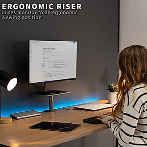 VIVO Clamp-On Universal Height Adjustable Ergonomic Computer Monitor and Laptop Riser, Tabletop Desk Stand, C-Clamp Design, STAND-V000SC