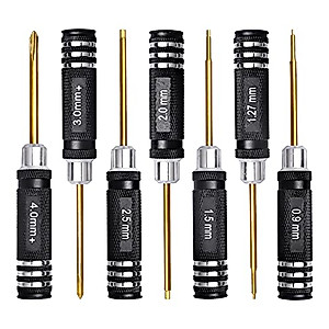 AllinRC RC Tool Kit Set Hex Driver 0.9mm 1.27mm 1.5mm 2mm 2.5mm & Phillips Head Screwdriver 3mm 4mm for Traxxas Axial SCX24 Redcat WLtoys 1/16 1/18 1/24 RC Truck Crawler