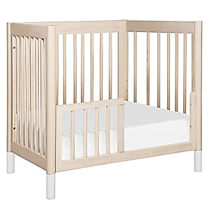Babyletto Gelato 4-in-1 Convertible Mini Crib in Washed Natural and White, Greenguard Gold Certified