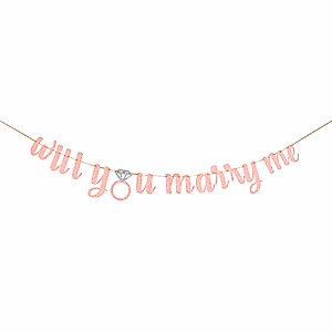 Rose Gold Will You Marry Me Banner - for Proposal Party, Wedding Sign, Bridal Shower, Valentine's Day Garland, Marriage Engagement Party Supplies