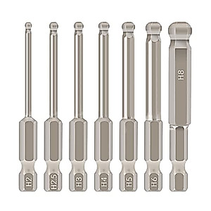 7pcs Metric Ball End Hex Screwdriver Bit Set Magnetic Ball Head Allen bits 2MM 2.5MM 3MM 4MM 5MM 6MM 8MM 1/4 Inch Hex Shank 65MM Length