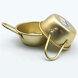 GARASANI 2 Pack Korean Traditional Wine Bowls, Korean Wine Bowl, Hiking Soup Dish, Aluminum, Yellow (4.7 inches)