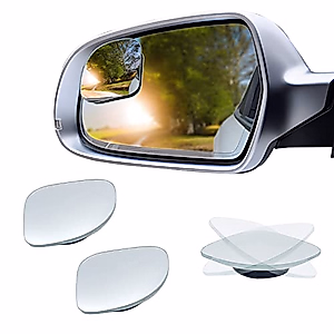 2 Pack of Blind Spot Mirror, Fan Shaped HD Glass Frameless Convex Rear View Mirror with wide angle Adjustable Stick , Blind Spot Mirror Compatible with Car SUV Van Pick Up Truck(Fan)