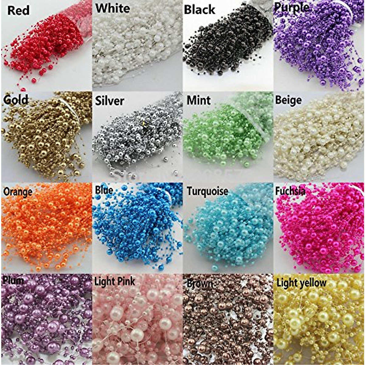Krismile 200 Feet Roll Fishing Line Artificial Pearls Beads Chain Garland Flowers Wedding Party Decoration Products Supply (Purple)