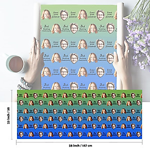 Oktaha Custom Face Text Name Gift Wrapping Paper for Birthday Christmas Holiday Party, Personalized Funny Wrapped Paper, Made IN USA, Multi Designs, Roll 58"x 23" (Gift paper-02)