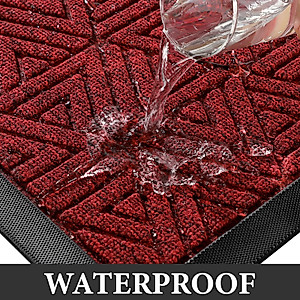 Yimobra Front Door Mat Outside Entrance 72 x 24, Waterproof and Washable Outdoor Mat, Non Slip Rubber Backing, Heavy Duty Welcome Matt for Home Entry Floor Porch Garage Office, Low Profile, Mix Red
