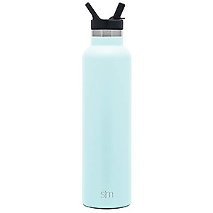 Simple Modern Water Bottle with Narrow Mouth Straw Lid Metal Thermos Vacuum Insulated Stainless Steel l Reusable Leak Proof BPA-Free Flask | Ascent Collection | 24oz, Seaside
