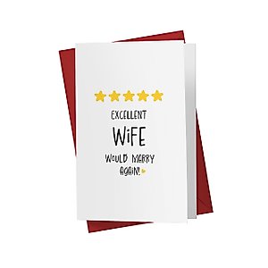 Karto Funny Birthday Card For Wife, Large 5.5 x 8.5 Birthday Card For Wife From Husband, Birthday Cards For Wife, Happy Birthday Wife Card - Excellent Wife